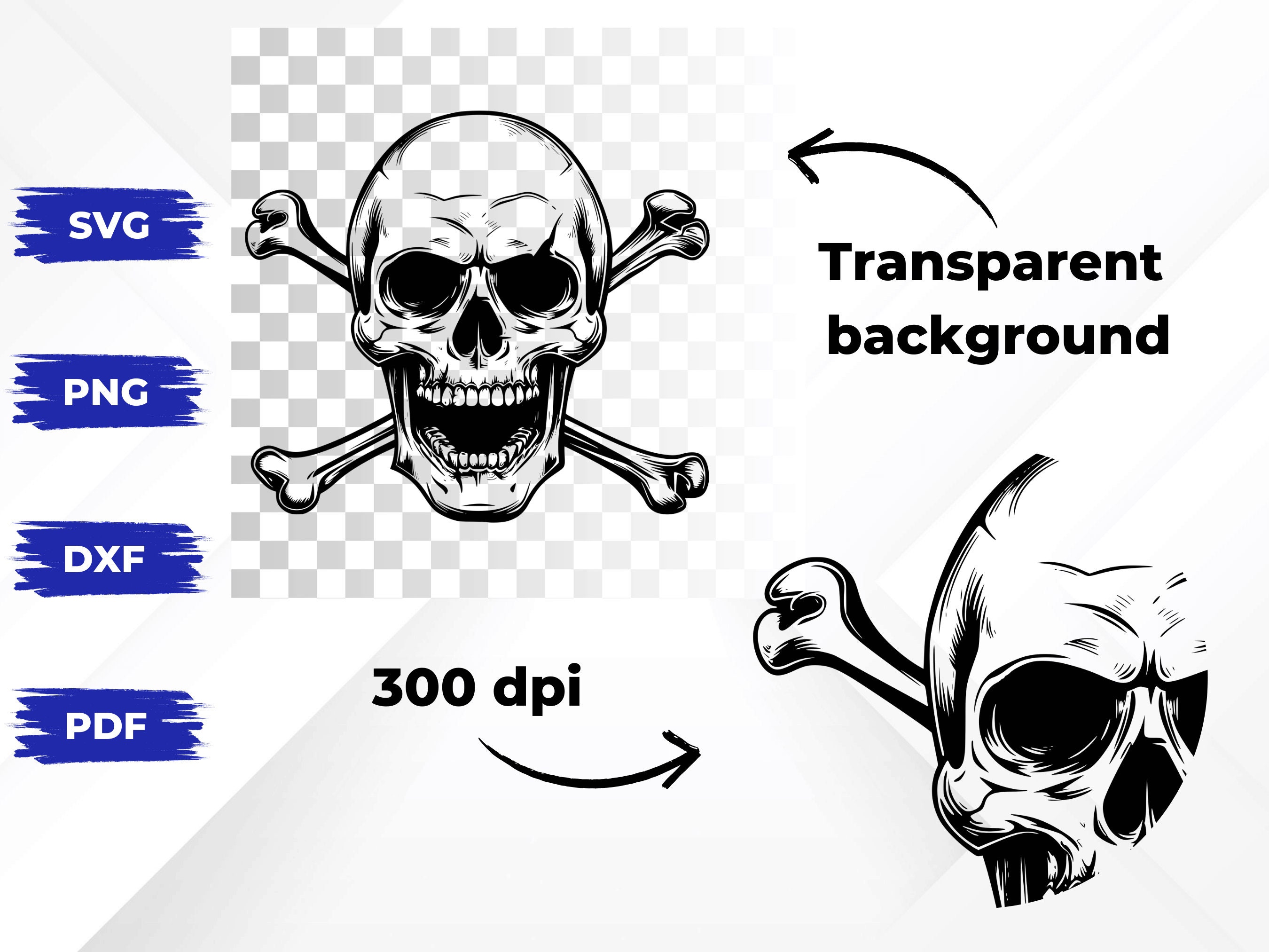 Skull and Crossbones SVG - Instant Digital Download Including Dxf, Png ...