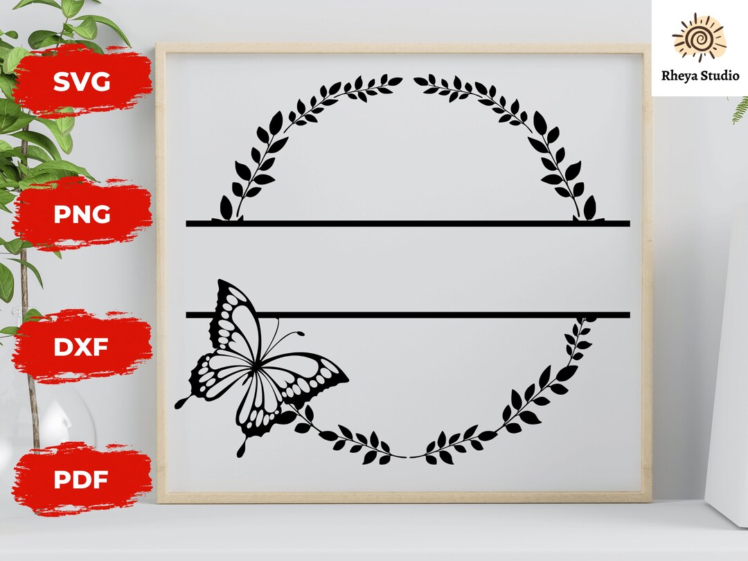 Floral Frame Svg Butterfly Border Svg Flower Split Monogram - Etsy UK