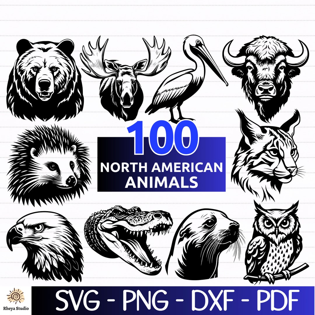 100 North American Animals Bundle Svg - Digital Download Svg, Dxf, Png ...