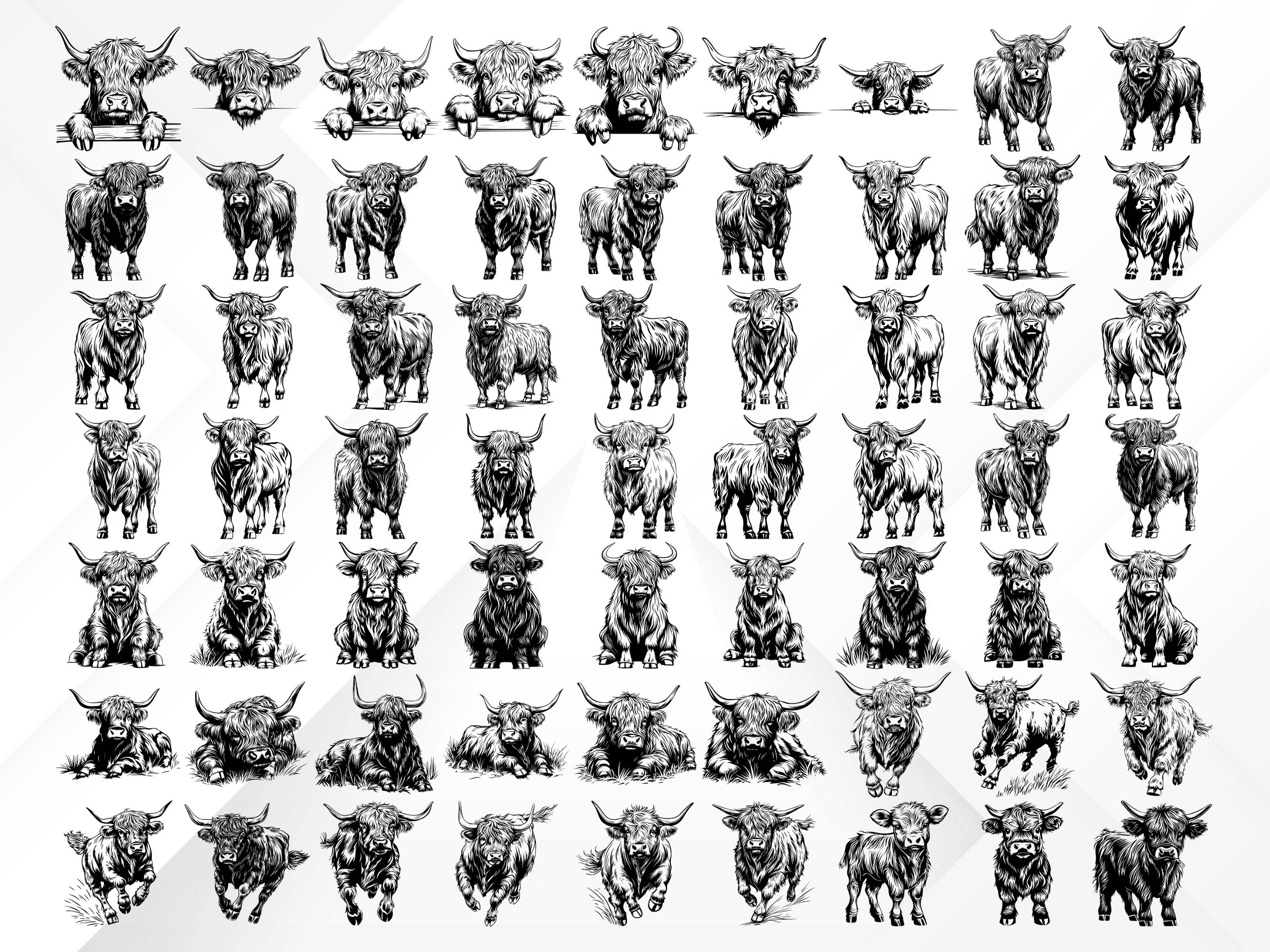 160+ Highland Cow SVG Bundle | Highland Cattle Clipart | Cow Silhouette ...