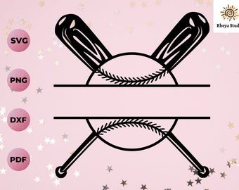 Baseball Softball Split Svg - Etsy