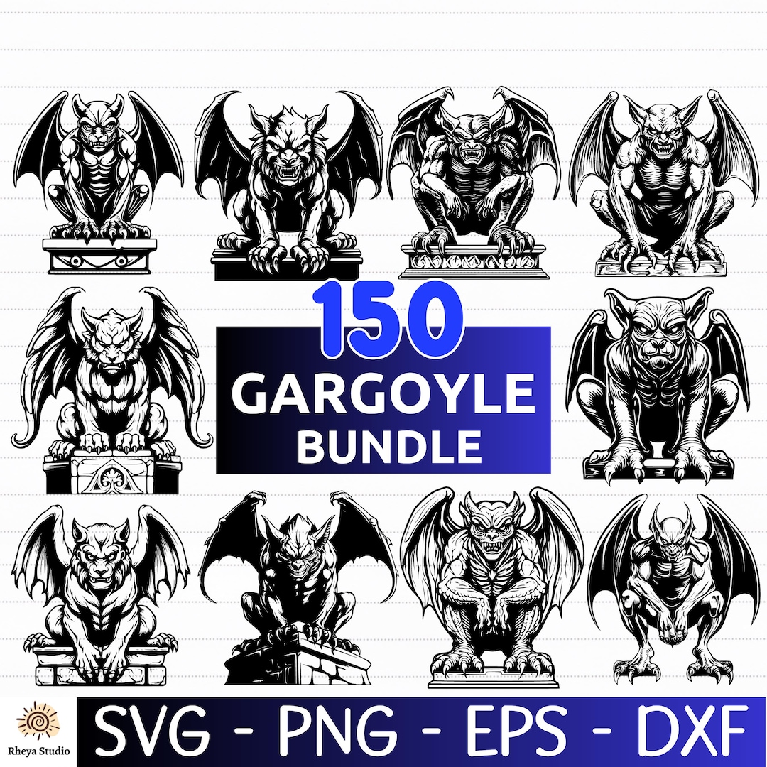 150 Gargoyle SVG Bundle, Gothic Designs, Halloween Svg - Digital ...