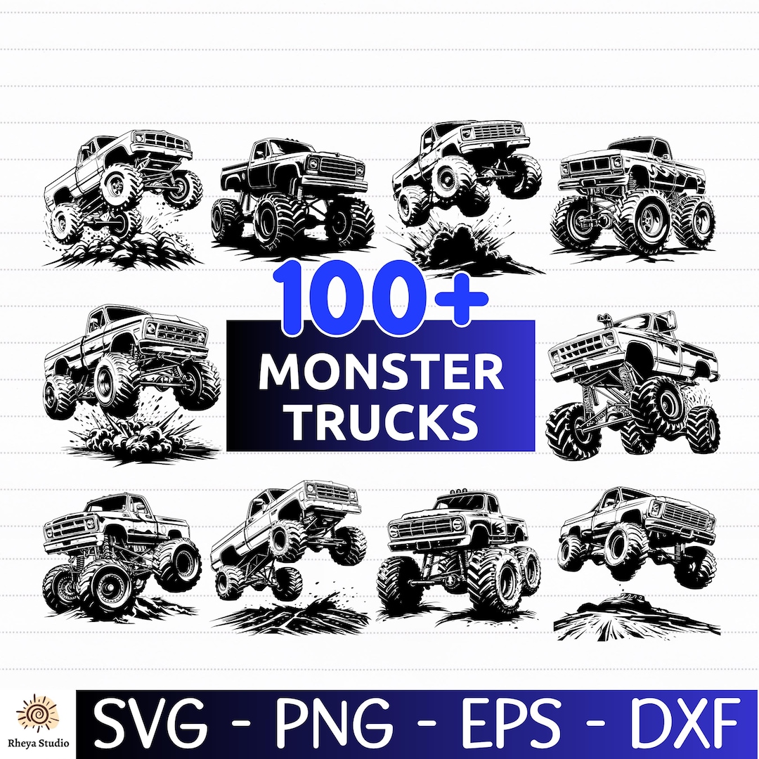 100+ Monster Trucks SVG Bundle | Off-road Vehicle & Big Truck Designs ...