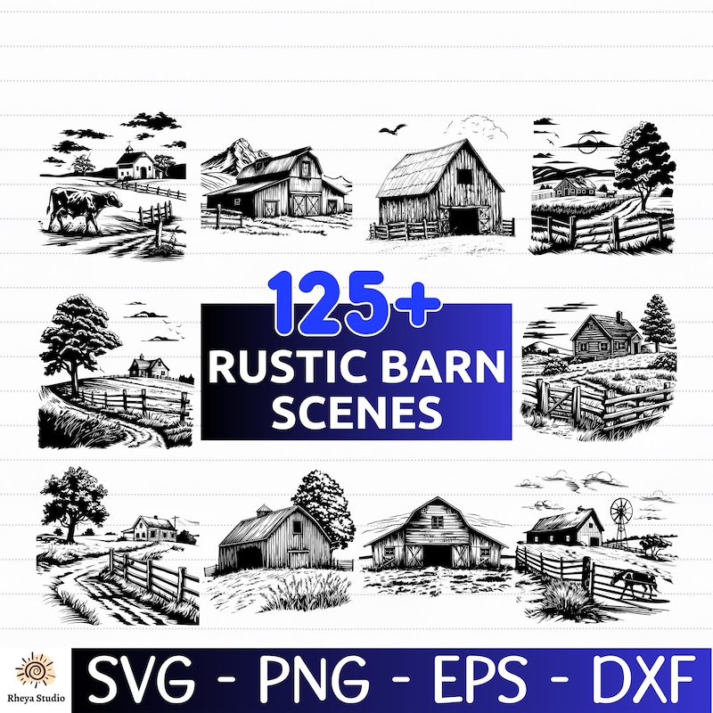 Barn Farmhouse Scene Svg - Etsy