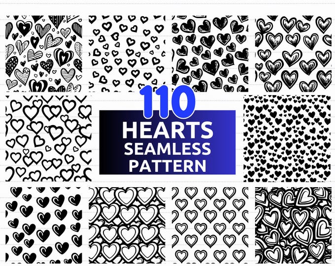 Cute Heart Seamless Pattern SVG Plotter File Dxf Png Eps Jpg Valentine ...