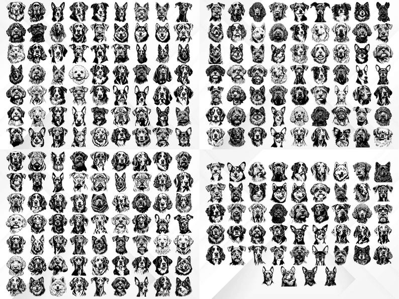 1431 Dog Heads SVG Bundle, 239 Complete Dog Breeds, Dog Clipart, Dog ...