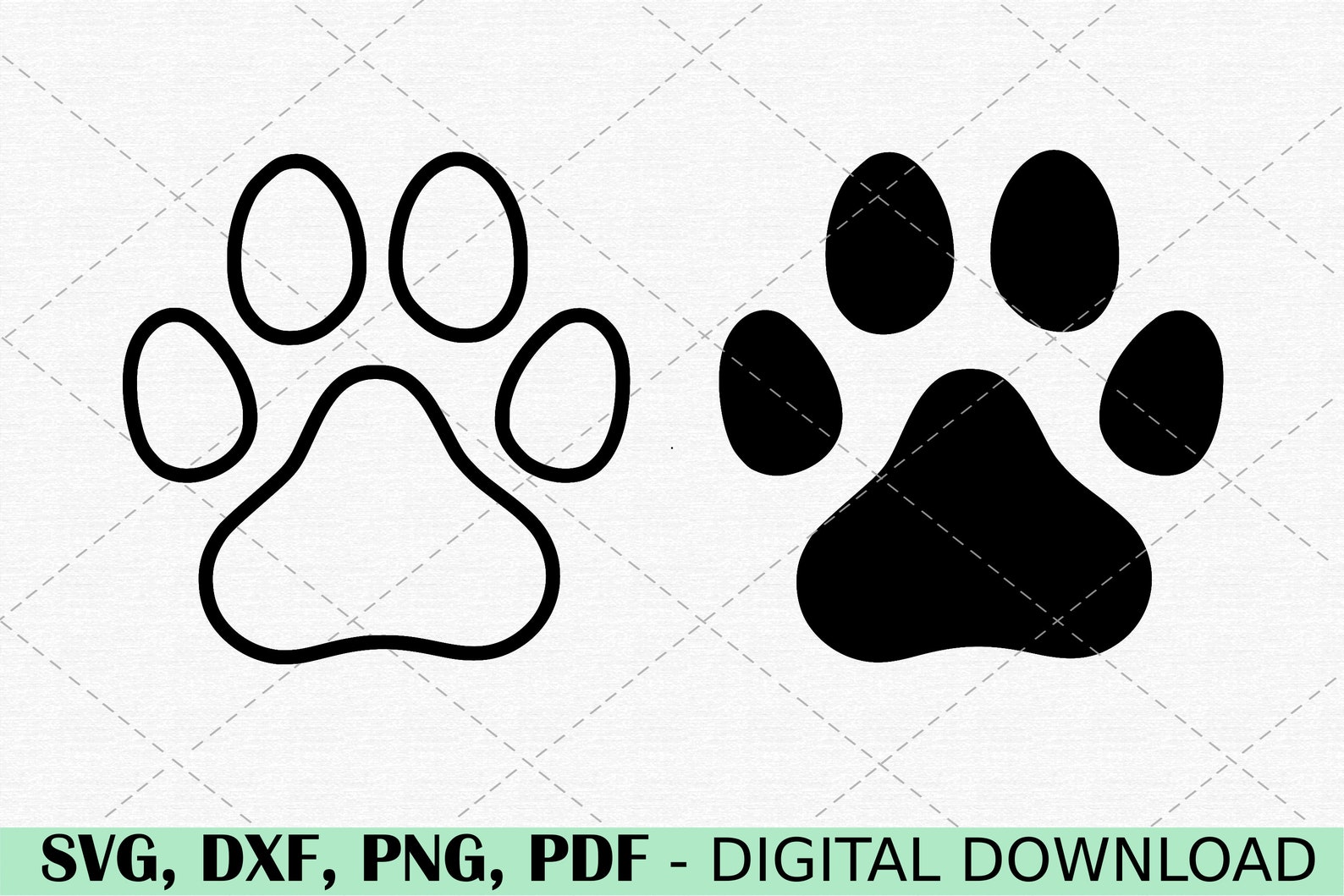 Paw Print Outline Svg Digital Download Svg Dxf Png Pdf - Etsy Canada