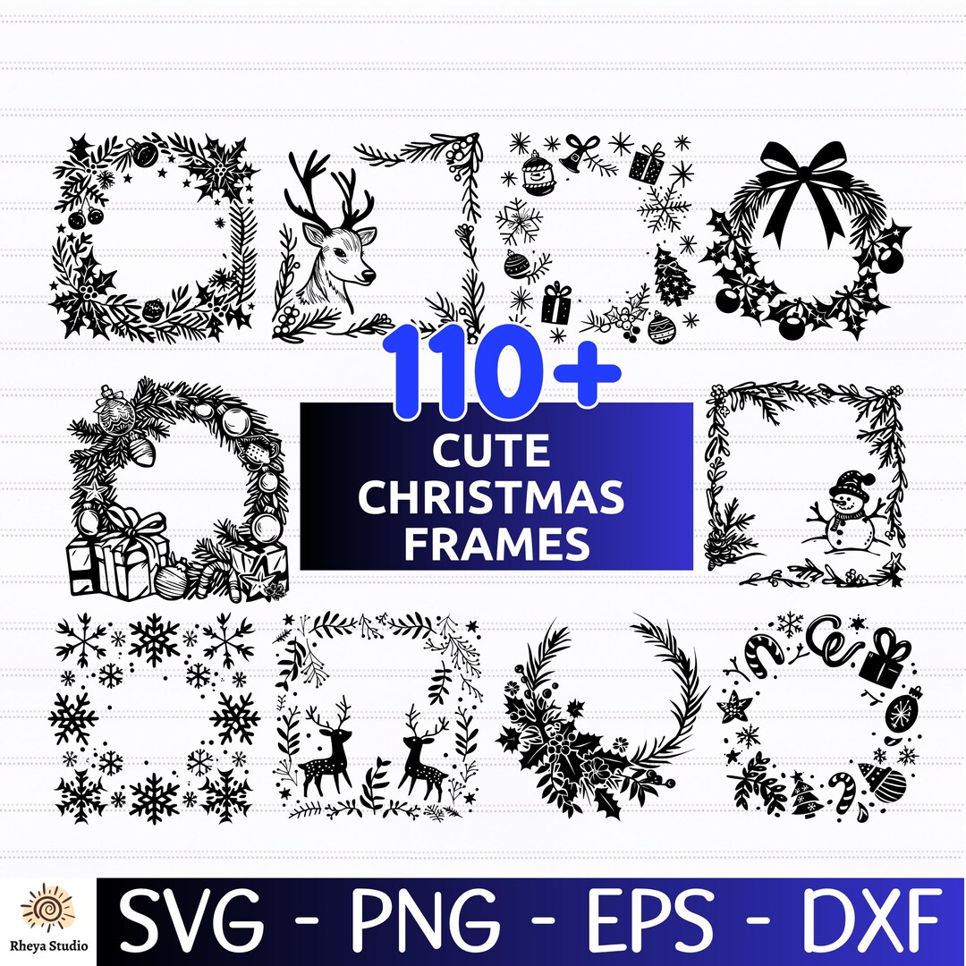 100+ Cute Christmas Frames SVG Bundle | Holiday Frame Svg Png Eps Dxf ...