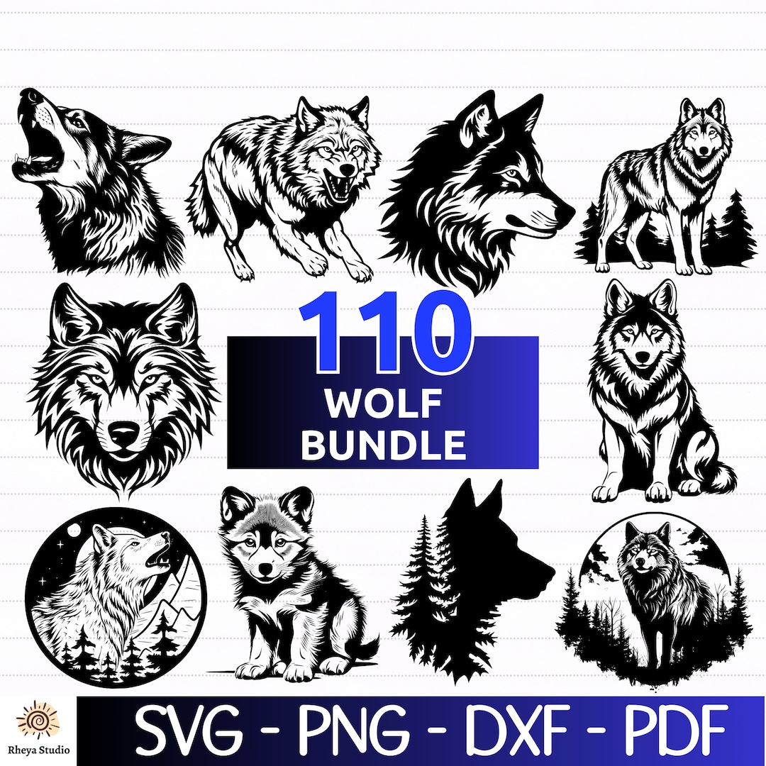 110 Wolf SVG Bundle, Wolf Clipart, Wolf Vector, Wolf PNG - Digital ...