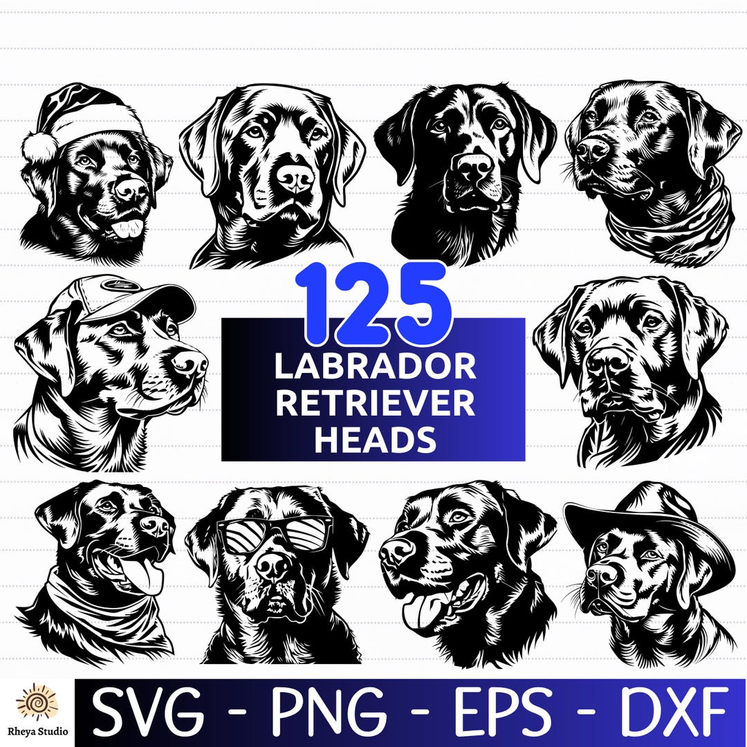 125 Labrador Retriever Heads SVG Bundle | Dog SVG, Labrador Clipart ...