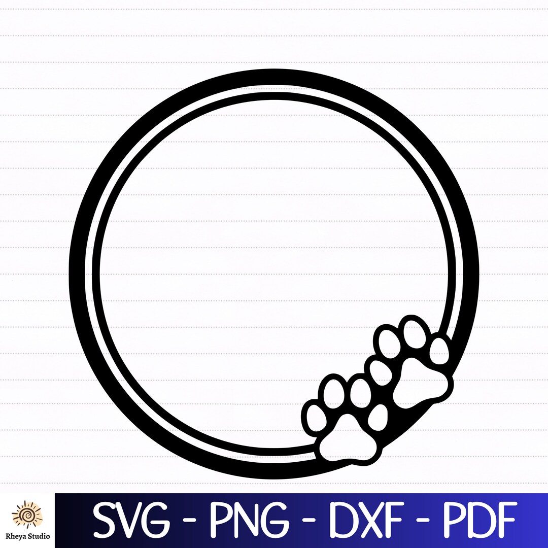 Dog Paw Frame Svg, Frame With Paws Svg - Digital Download Svg, Dxf, Png ...