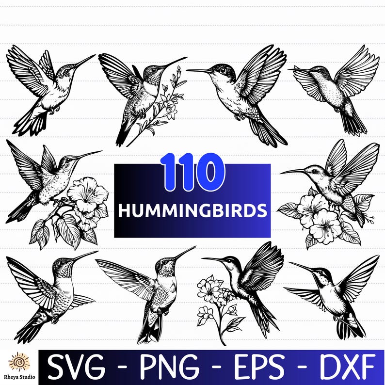110 Hummingbird SVG Bundle | Bird Silhouettes and Clipart | Digital Cut ...