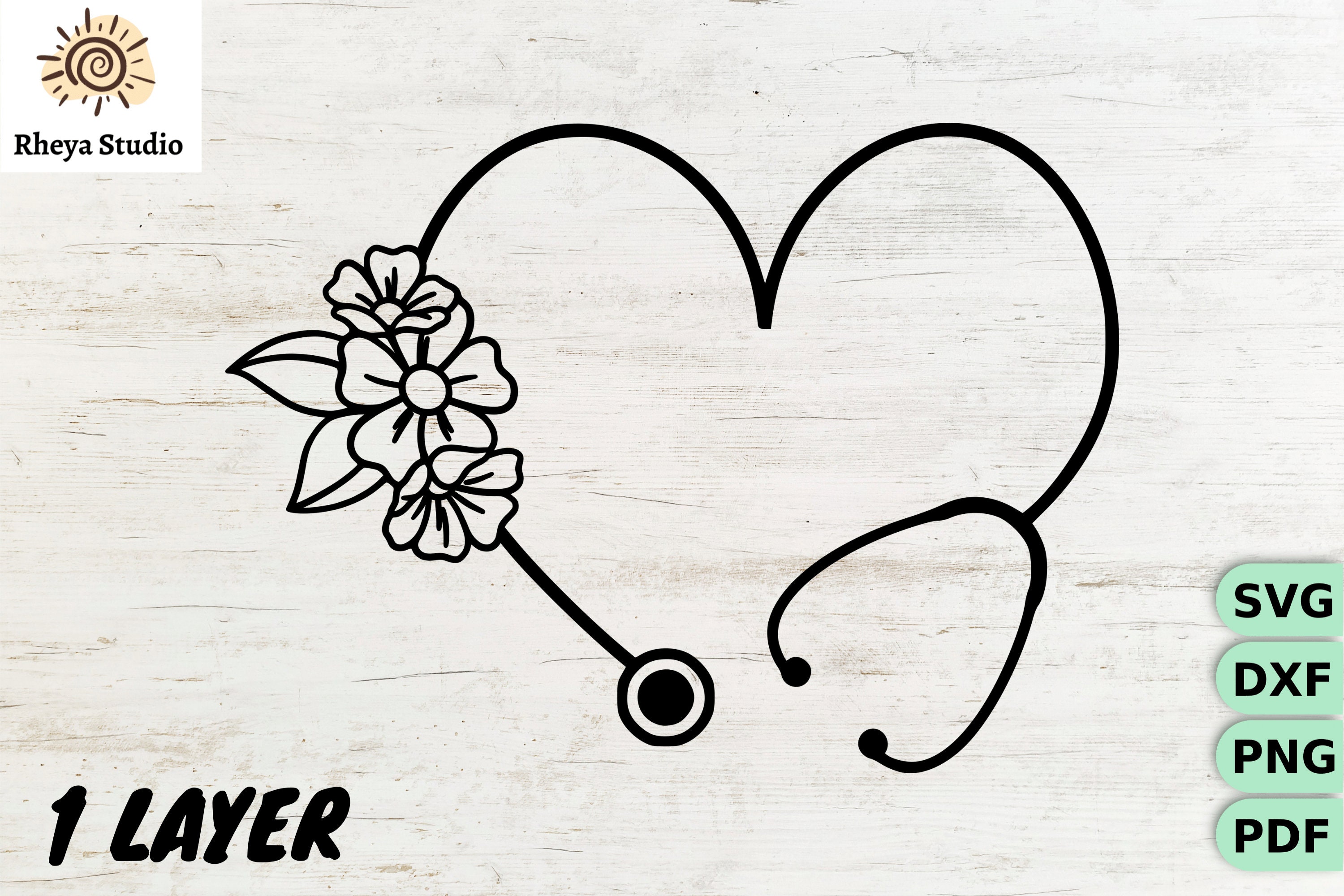 Estetoscopio Floral svg Estetoscopio svg Salud svg - Etsy México