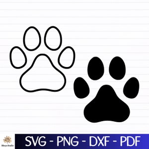 Paw Print Outline Svg Digital Download Svg, Dxf, Png, Pdf, Svg Files ...