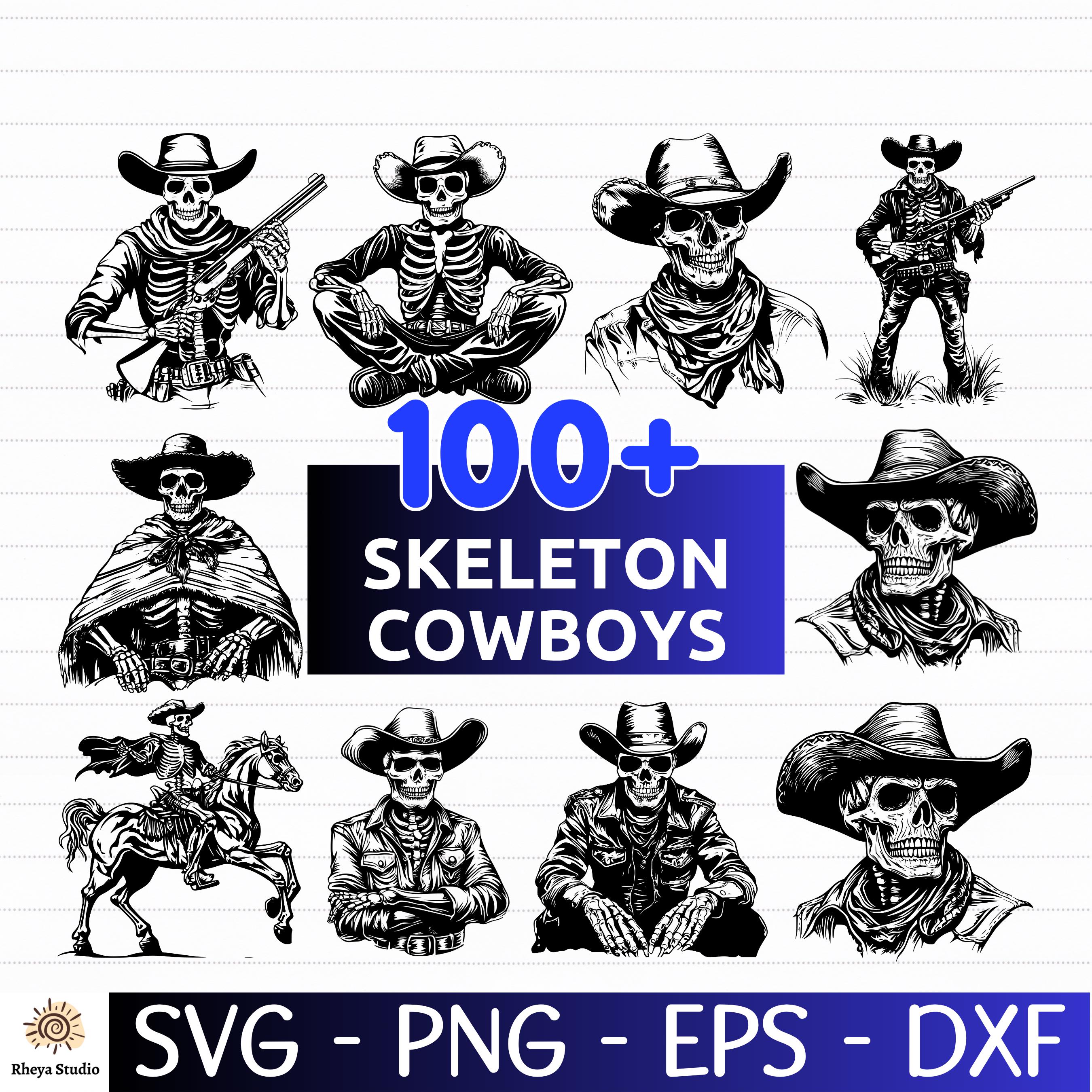 100+ Skeleton Cowboy SVG Bundle | Western Skull Gunfighter Clipart ...