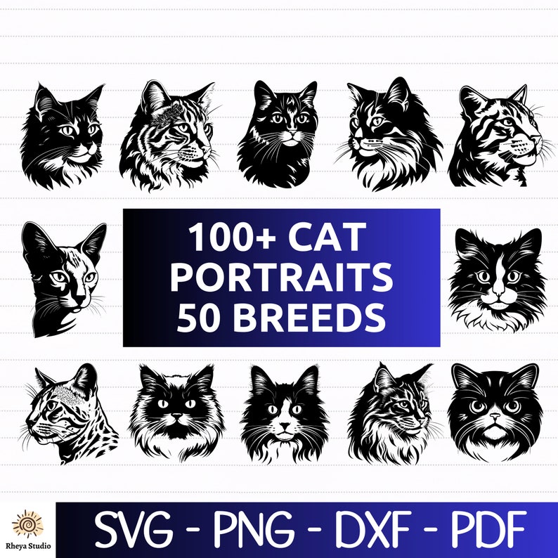 100 Cat Portraits SVG Bundle Cat SVG Bundle Cat Breeds SVG - Etsy UK