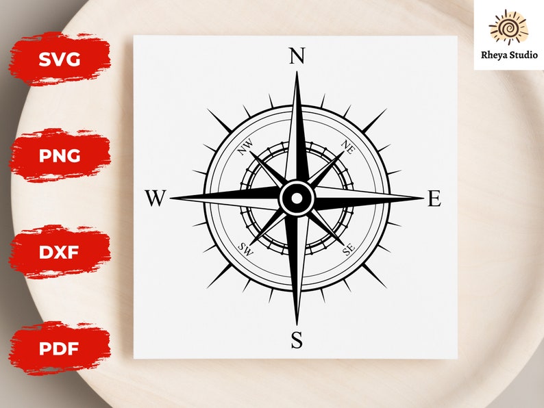Compass Svg Compass Rose Svg Digital Download Svg Dxf - Etsy