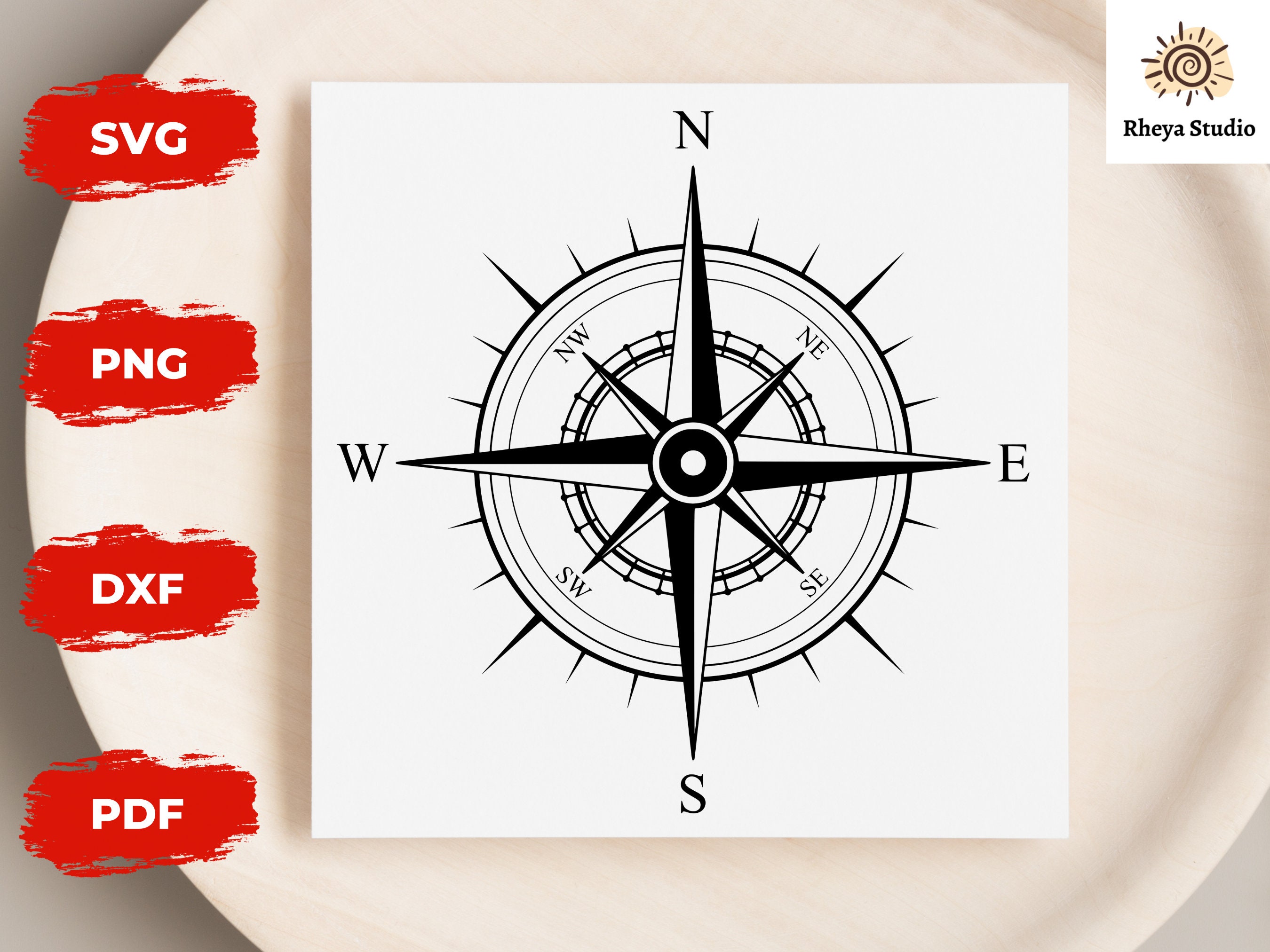 Compass Svg Compass Rose Svg Digital Download Svg Dxf - Etsy