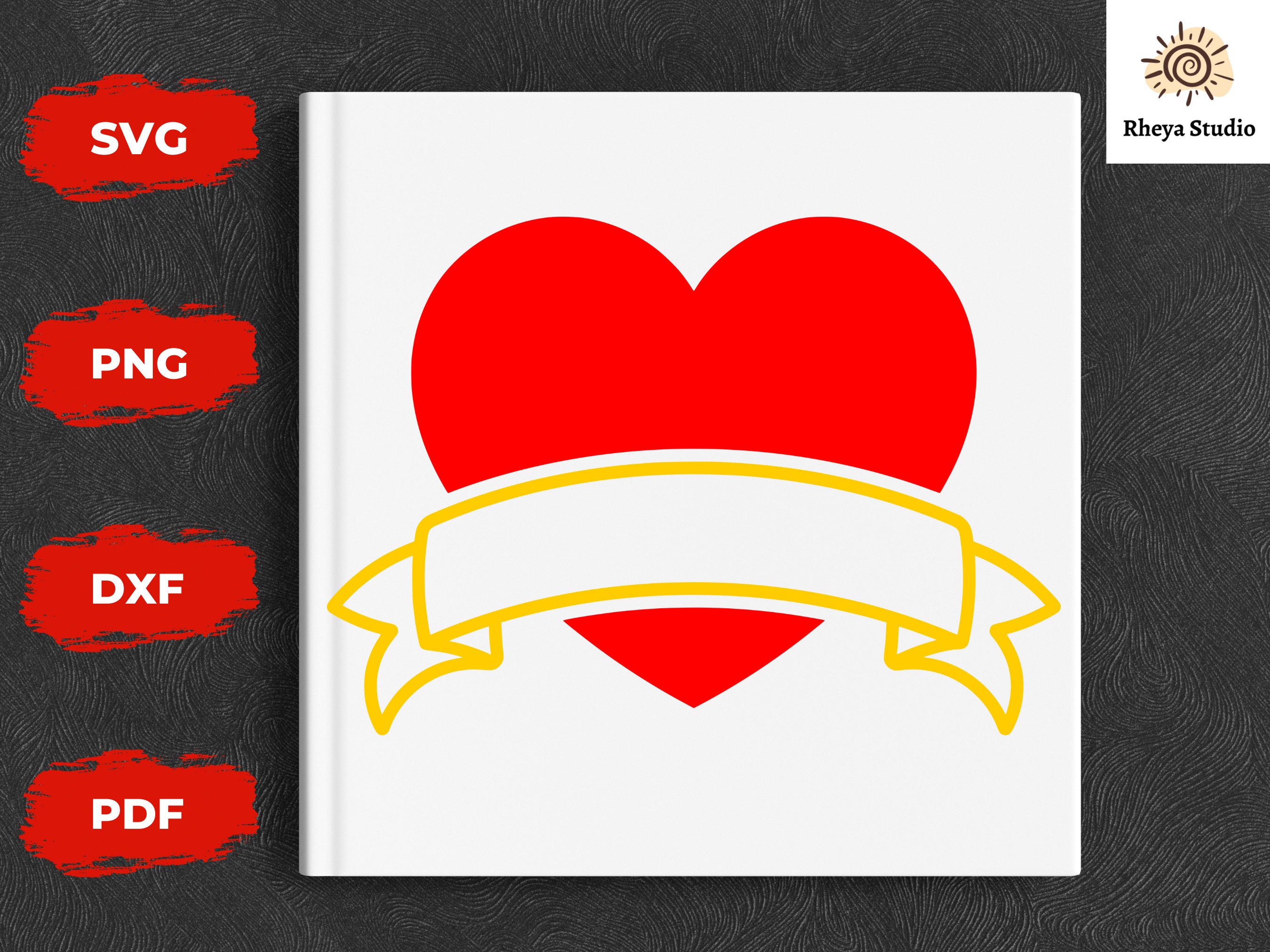 Heart Banner Svg Heart Ribbon Svg Heart Svg Banner Svg - Etsy