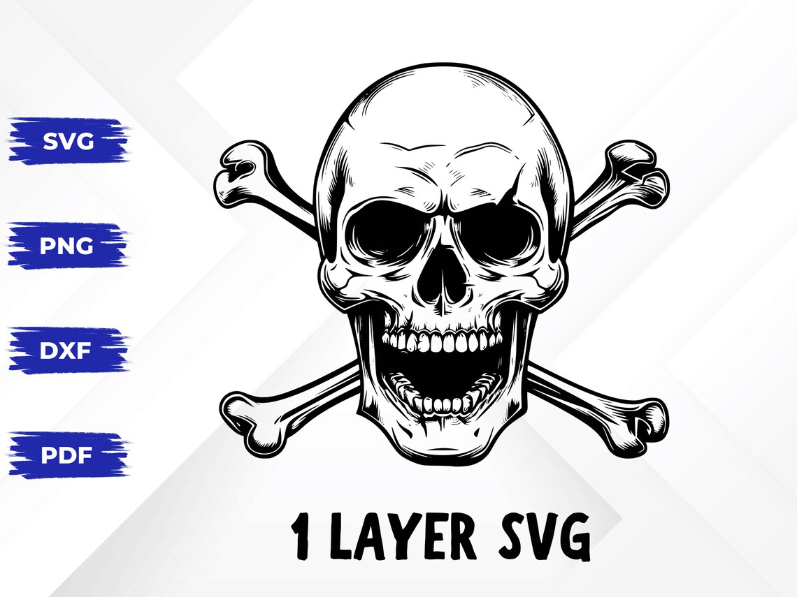 Skull and Crossbones SVG - Instant Digital Download Including Dxf, Png ...
