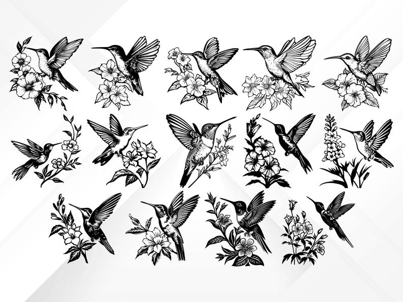 110 Hummingbird SVG Bundle | Bird Silhouettes and Clipart | Digital Cut ...
