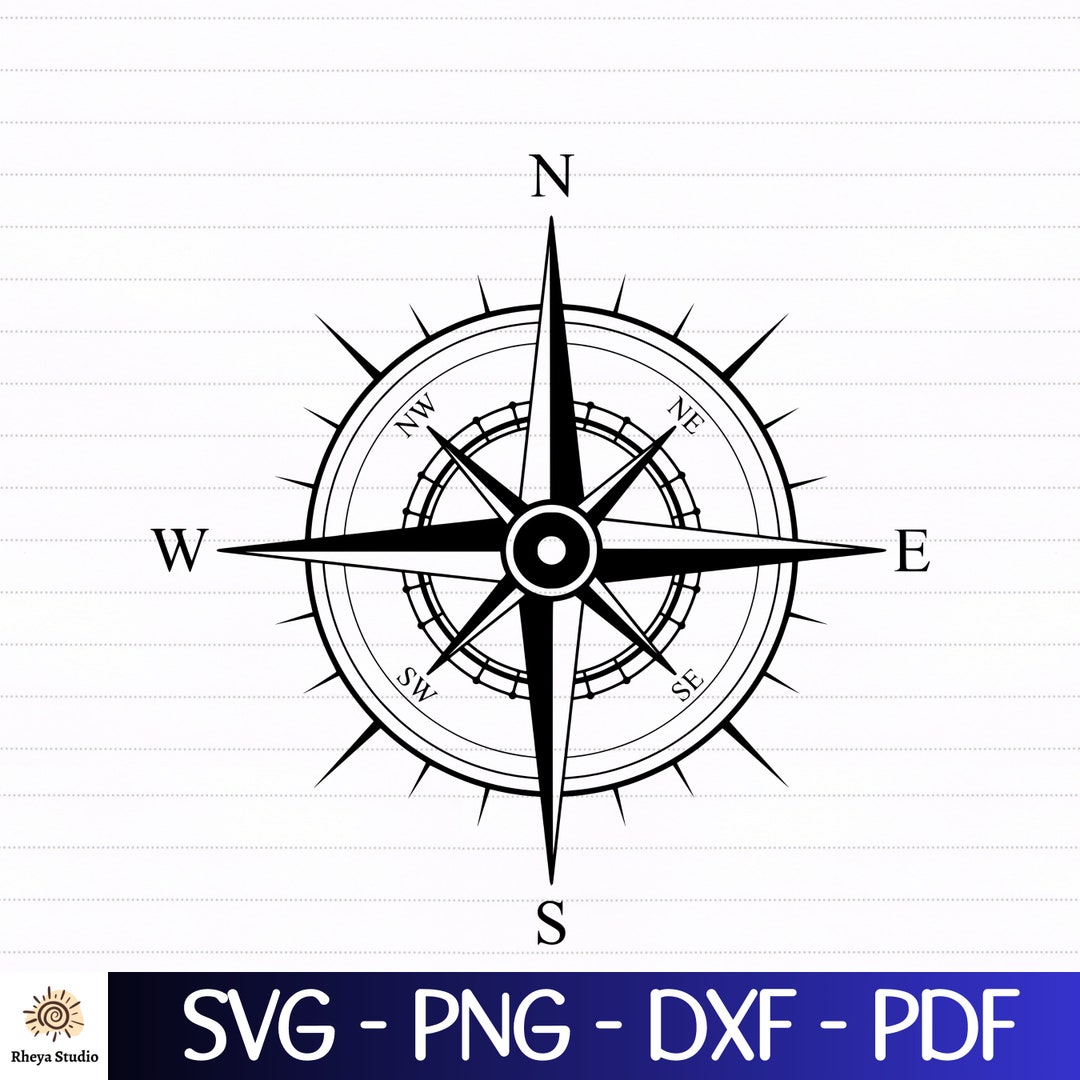 Compass Svg, Compass Rose Svg - Digital Download Svg, Dxf, Png, Pdf - Etsy