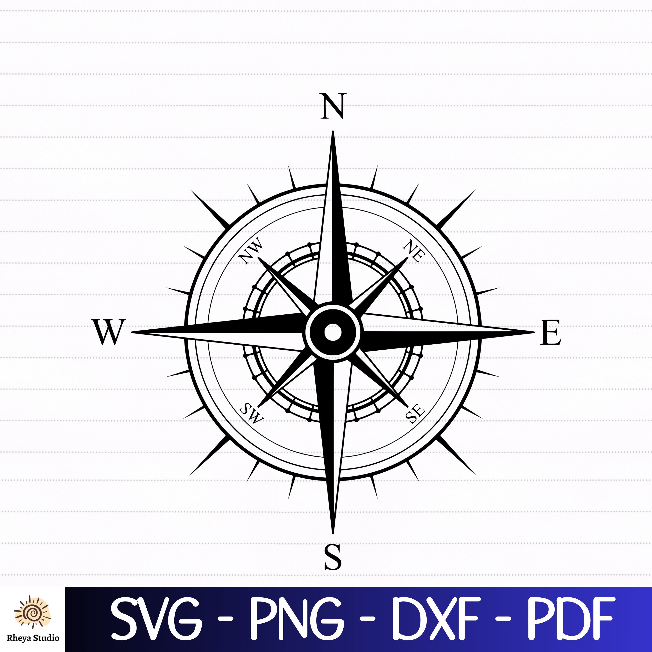 Compass Svg Compass Rose Svg Digital Download Svg Dxf - Etsy