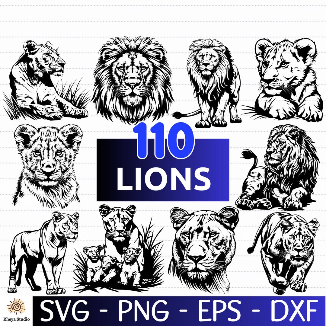 110 Lion SVG Bundle, Lion Clipart, Lion Vector, Jungle Animal Digital ...