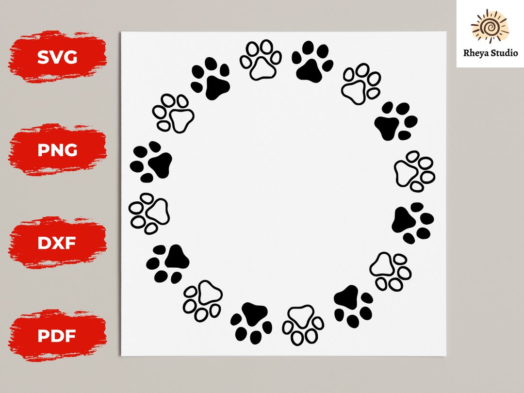 Dog Paw Frame Svg Frame With Paws Svg Digital Download Svg - Etsy
