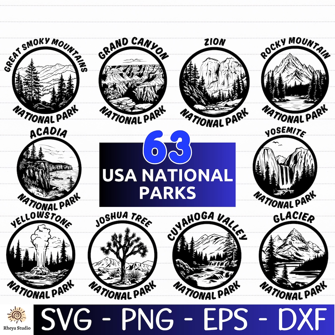 63 USA National Parks SVG Bundle, National Park Emblem SVG, National ...