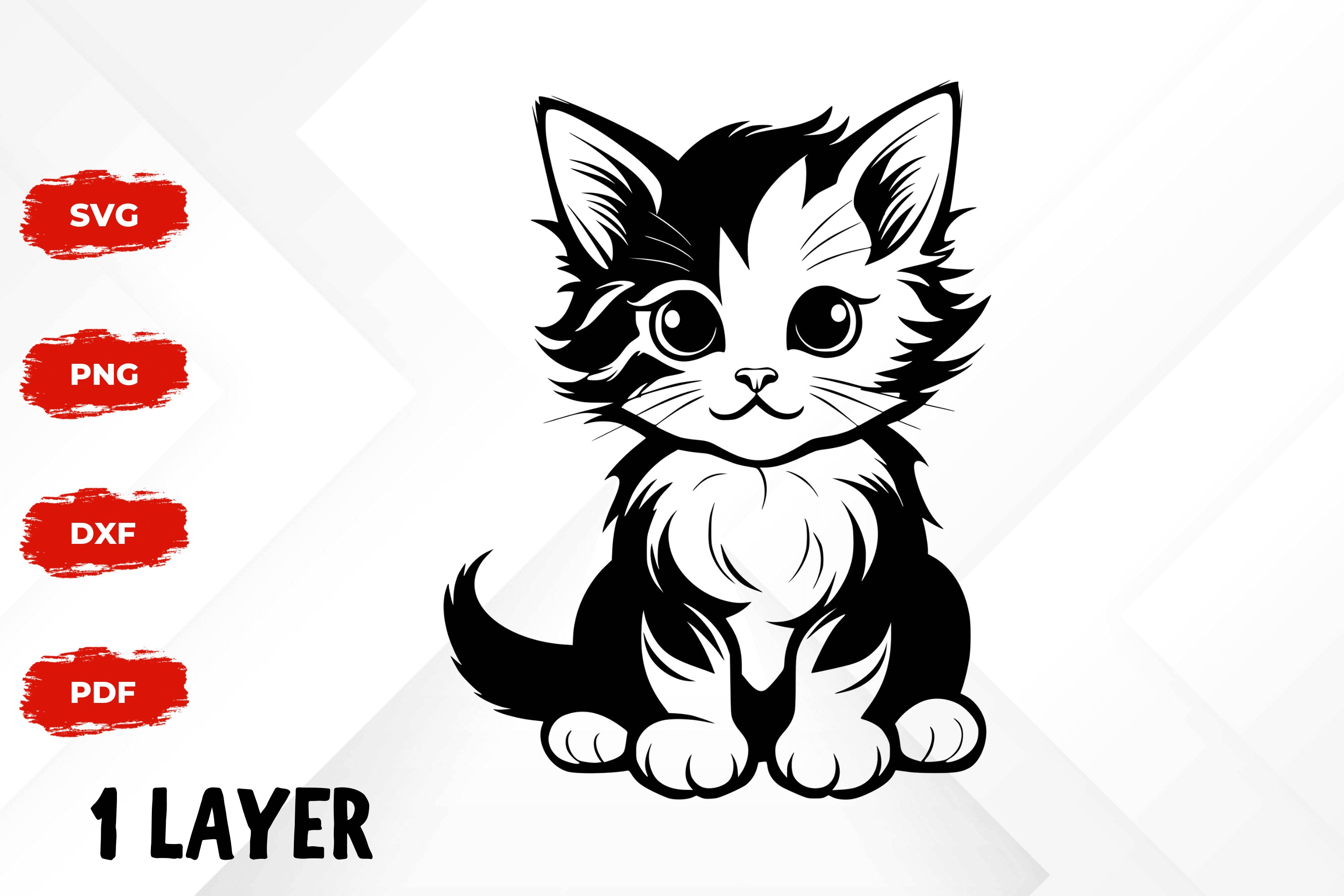 Lindo gato svg, gatito svg descarga digital svg, dxf, png, pdf ...