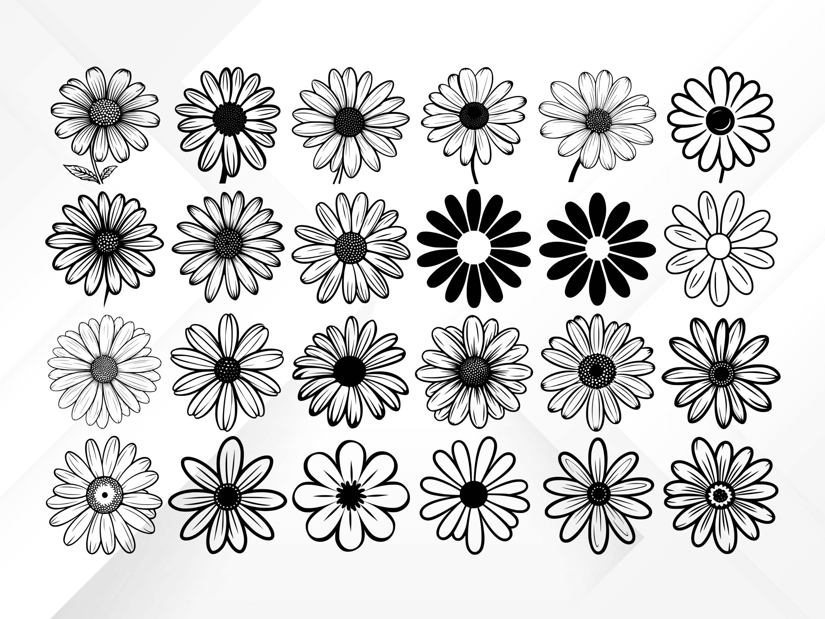 50 Daisies SVG Bundle, Daisy Svg, Floral Svg, Daisy Clipart, Summer Svg ...