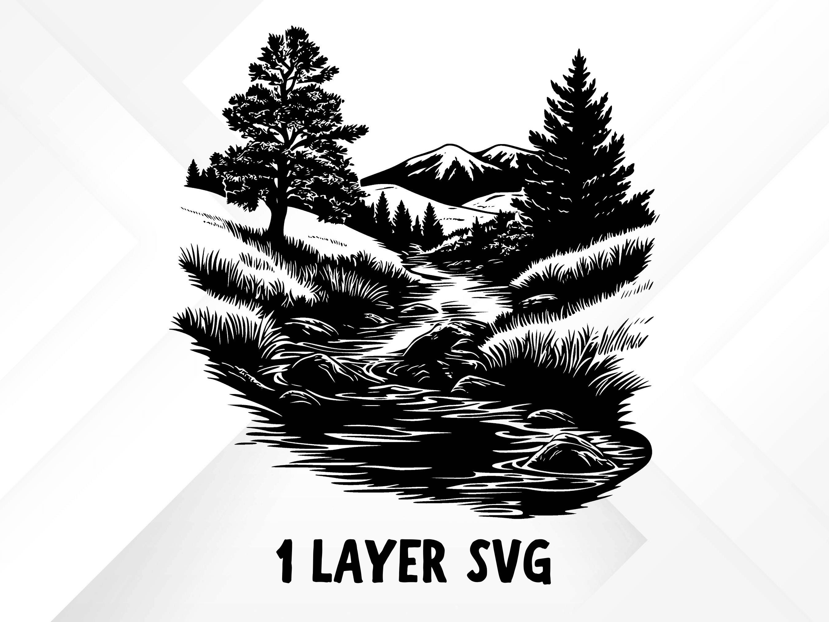 200 River Scene SVG Bundle, River Vector, Forest Landscape SVG ...