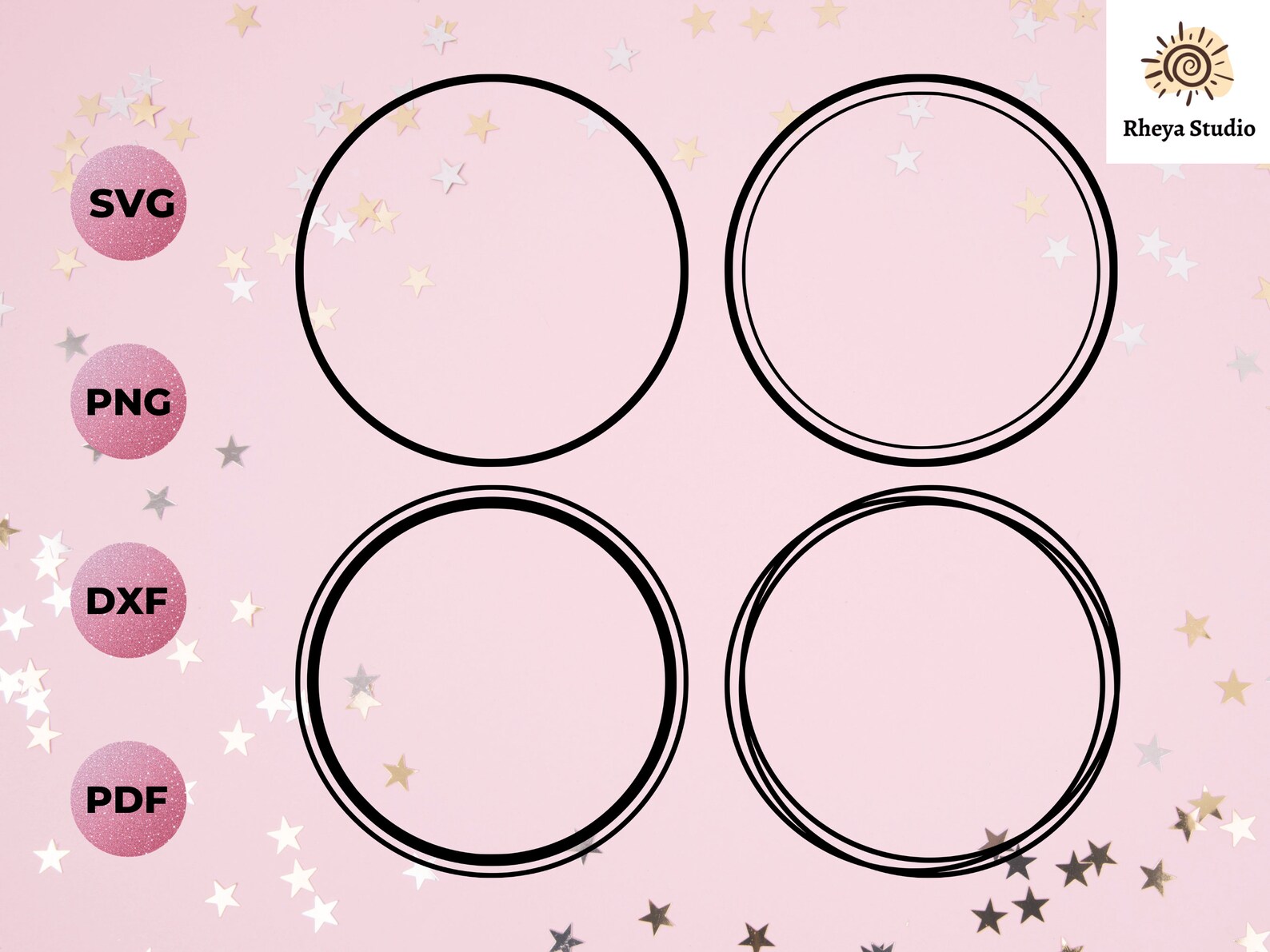 Circle Frame Svg Bundle Digital Download Svg Dxf Png Pdf - Etsy