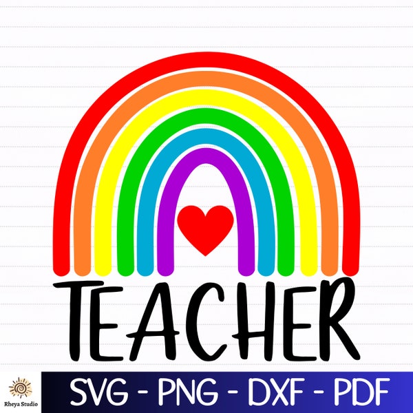 Rainbow Teacher Svg - Etsy