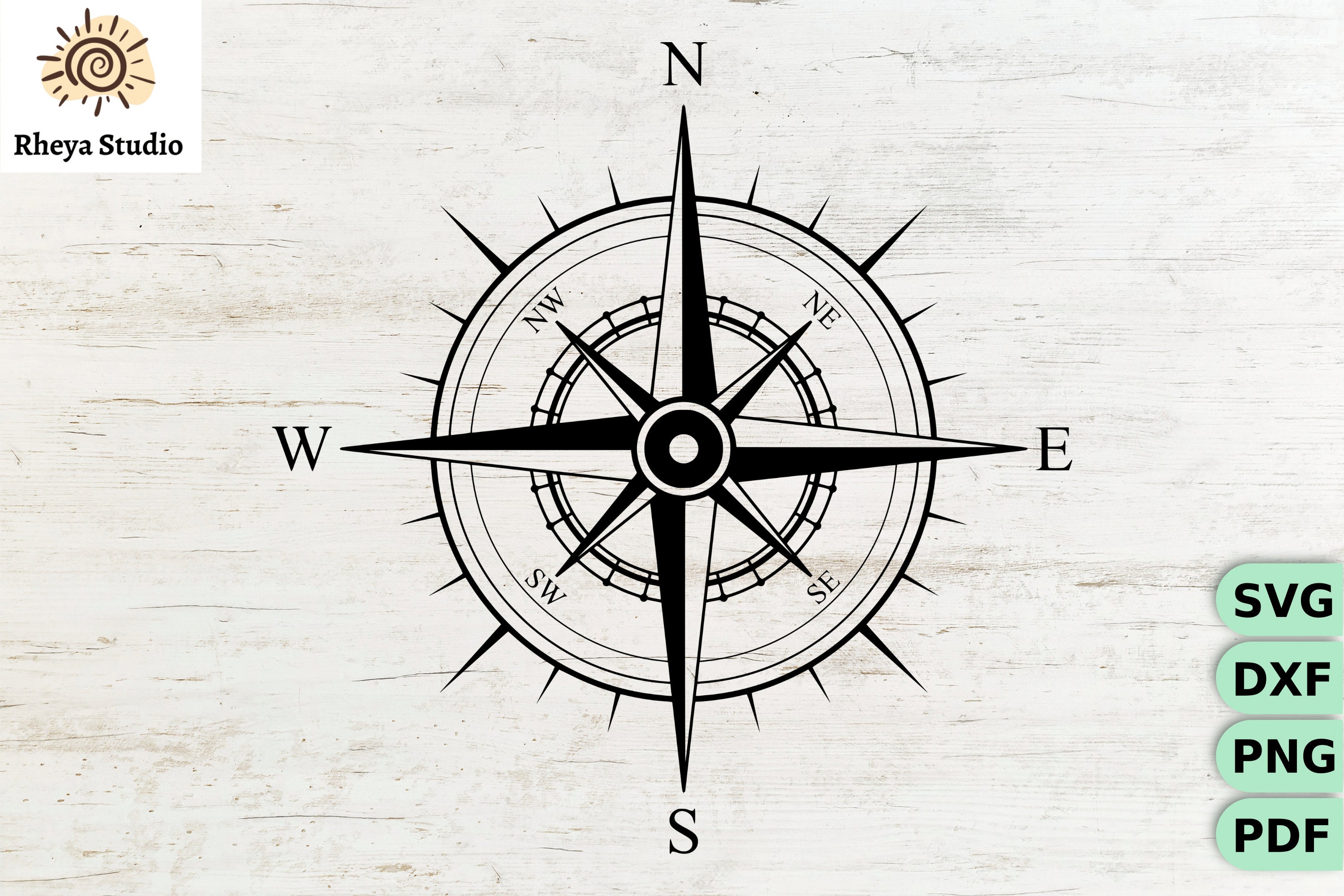 Compass Svg Compass Rose Svg Digital Download Svg Dxf Etsy