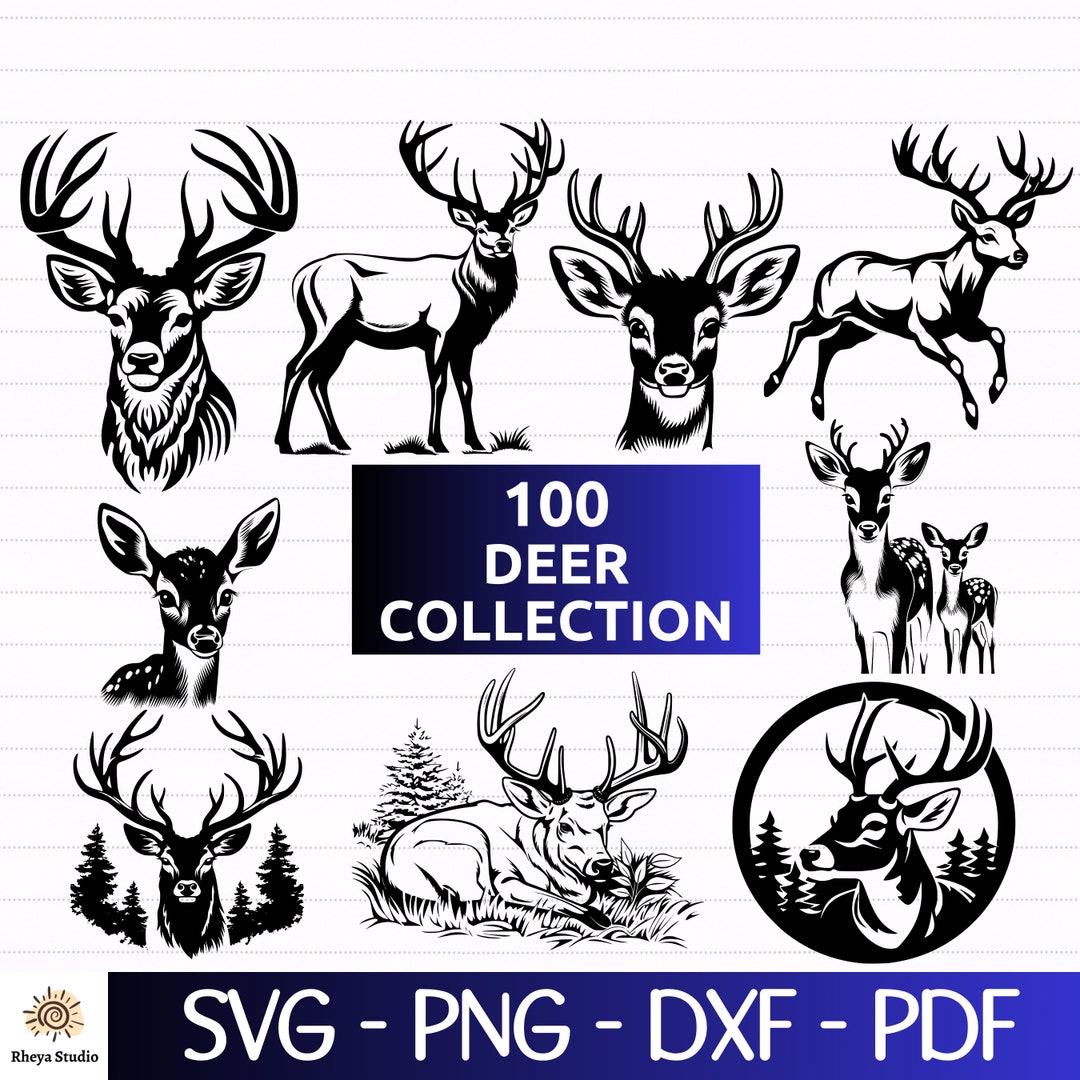 100 Deer SVG Bundle, Deer Silhouette, Deer PNG Digital Download Svg ...