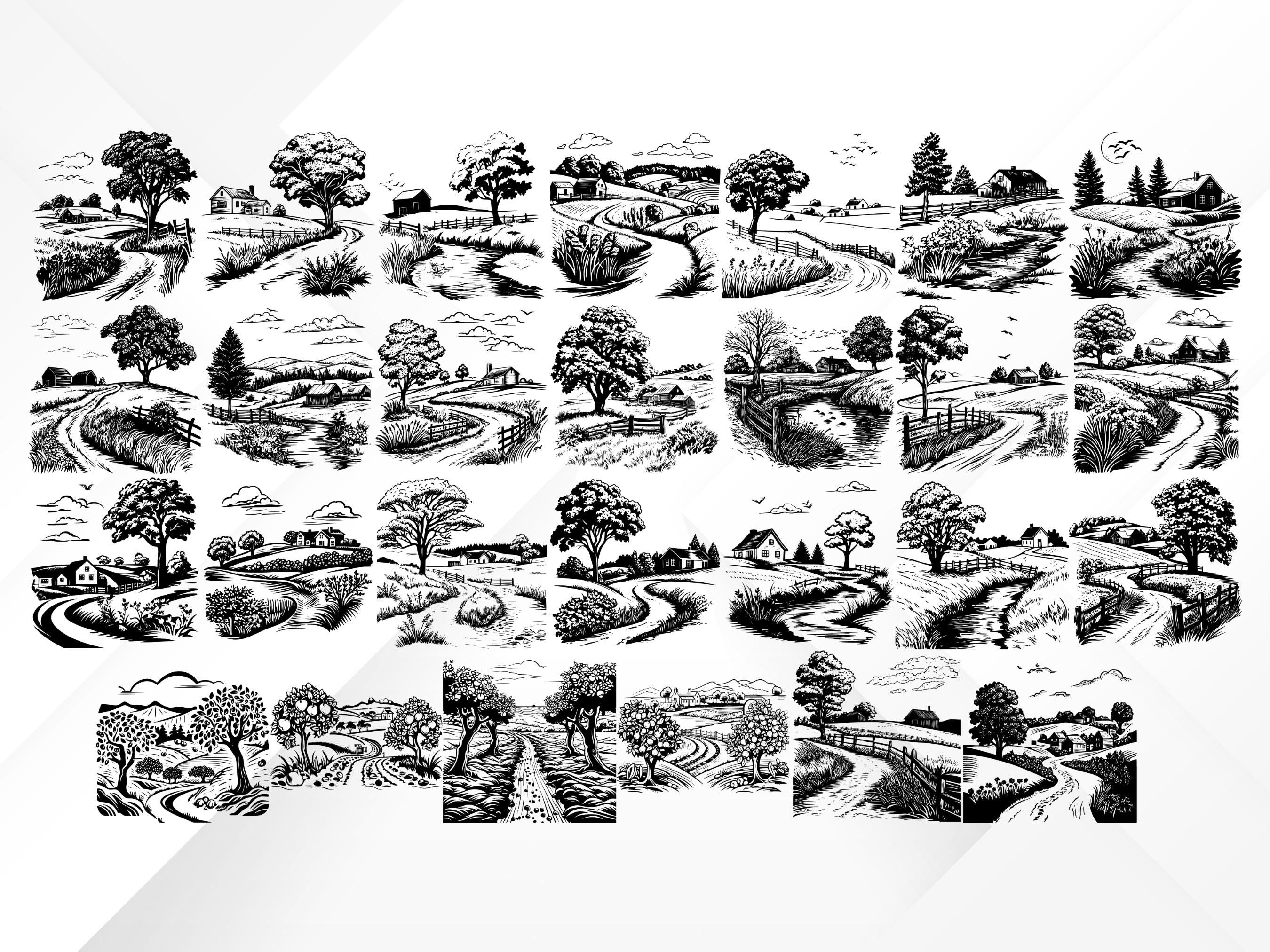 150 Farm Scene SVG Bundle, Farm Landscape, Rural Scene - Digital ...