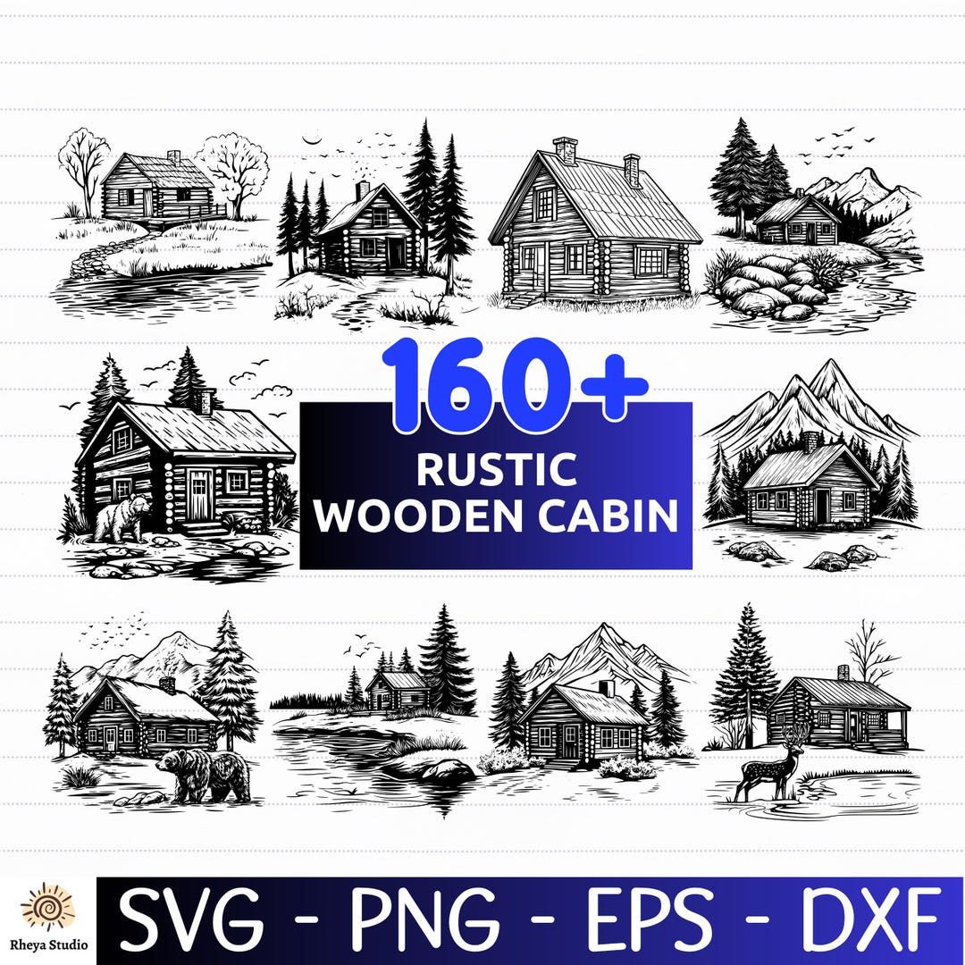 160+ Rustic Wooden Cabin SVG Bundle | Forest & Nature Svg Png Eps Dxf ...