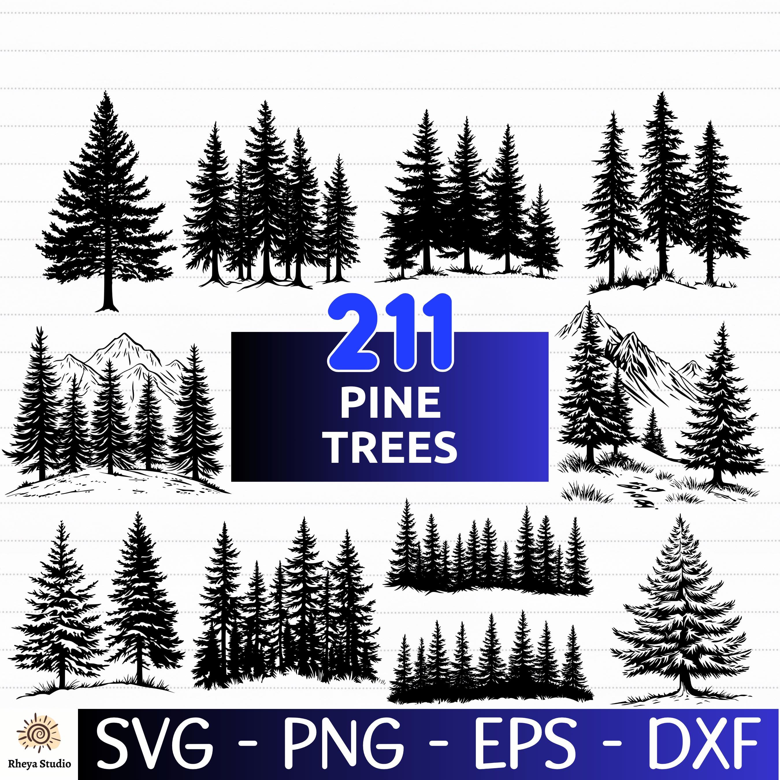 211 Pine Tree SVG Bundle | Evergreen Tree Clipart, Forest Silhouettes ...