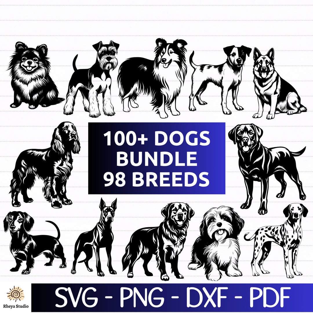 100 Dog SVG Bundle, Dog Breed Svg, Dog Silhouette, Dog PNG Bundle, Dog ...