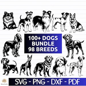 100 Dog SVG Bundle, Dog Breed Svg, Dog Silhouette, Dog PNG Bundle, Dog ...