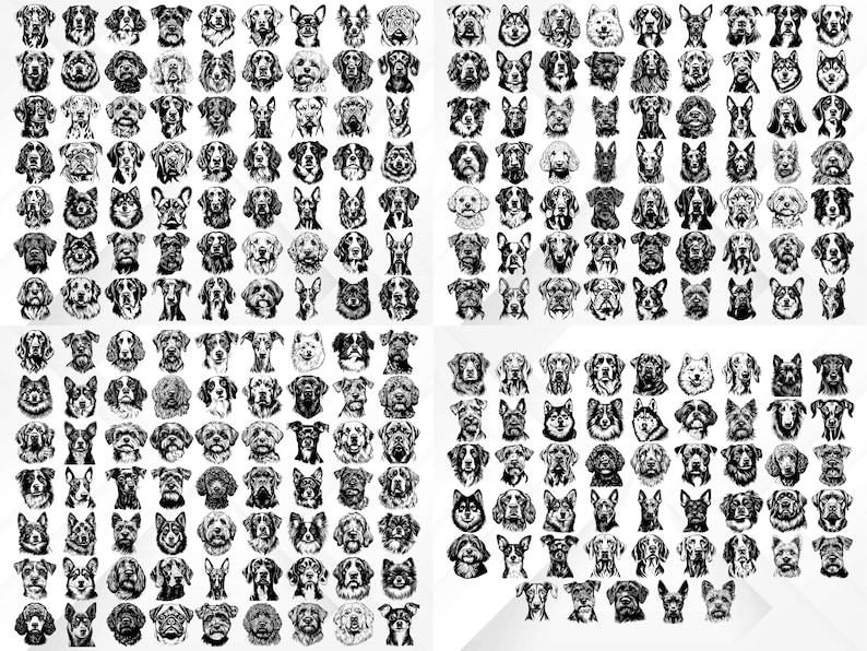 1431 Dog Heads SVG Bundle, 239 Complete Dog Breeds, Dog Clipart, Dog ...