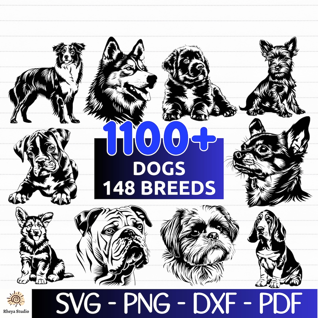 1100+ Dog SVG Bundle, 148 Dog Breeds, Dog Vector Graphic, Dog SVG ...