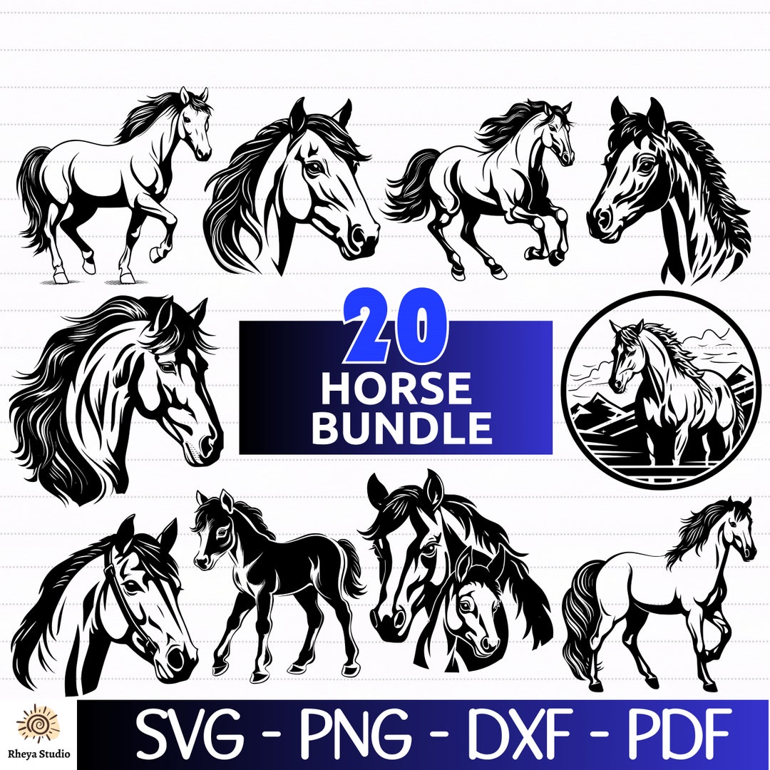 Horse Svg Files, Horse Svg Bundle - Digital Download Svg, Dxf, Png, Pdf ...