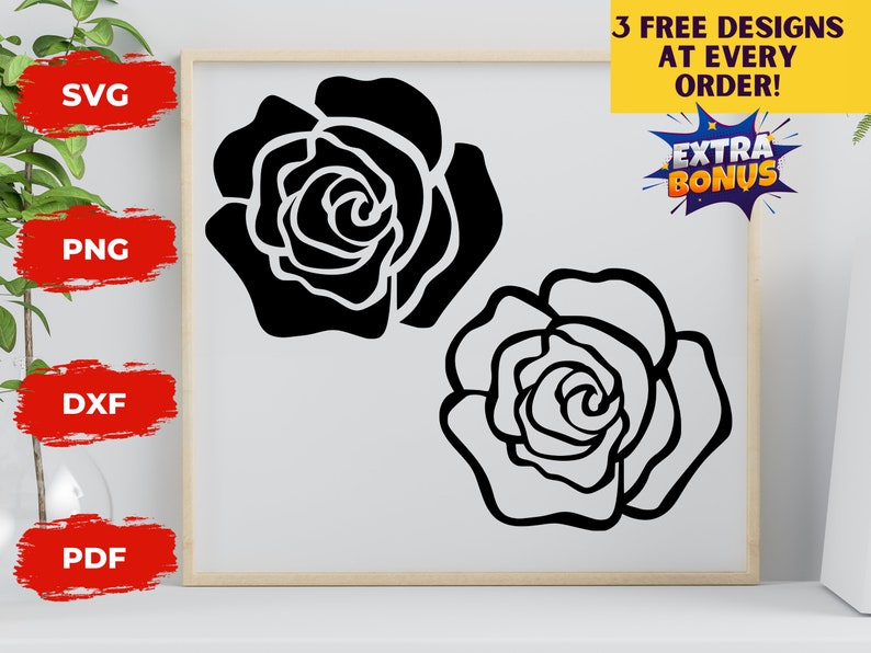 Flower Svg Rose Svg Rose Outline Svg Rose Silhouette Svg - Etsy