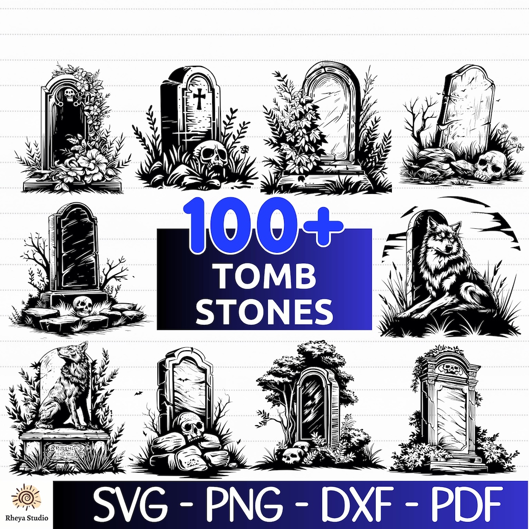 100+ Tomb Stones SVG Bundle, Halloween Designs - Instant Digital ...