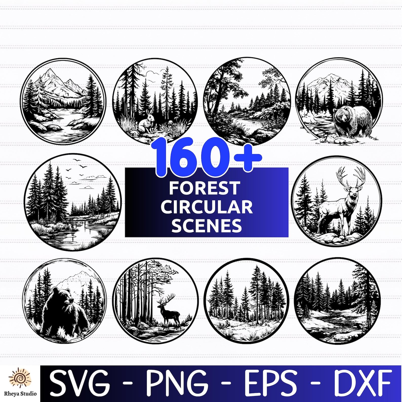 160+ Forest Circular Scenes SVG Bundle | Nature Landscape Svg Png Eps ...