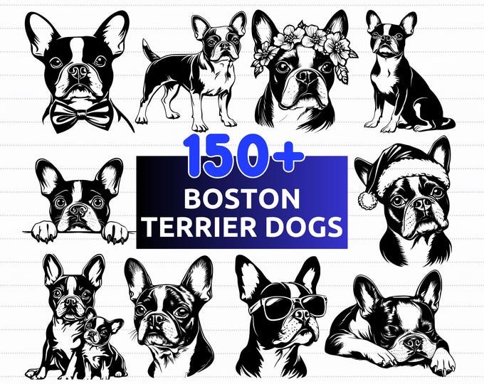 Boston Terrier SVG Bundle, Boston Terrier for Cricut Silhouette ...