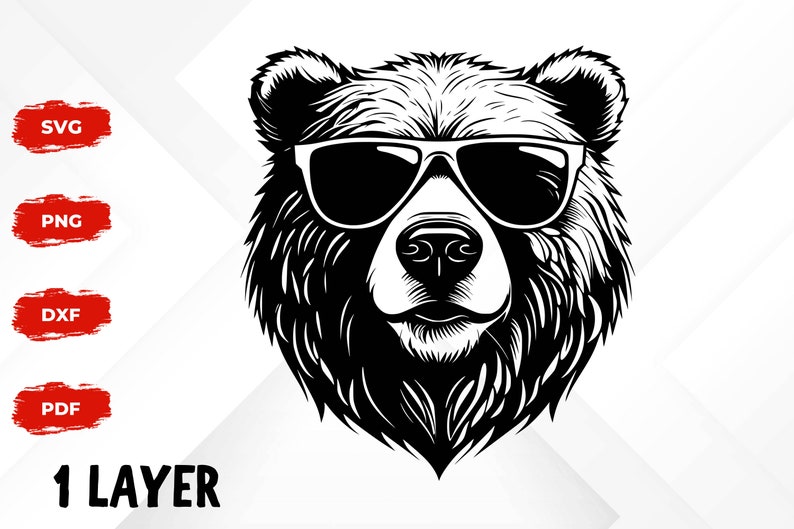 Bear With Sunglasses Svg, Grizzly Bear Svg, Cool Bear Svg - Digital ...